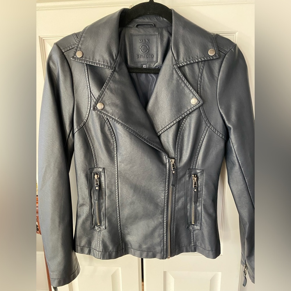 Max Studio Moto Jacket Navy Blue - Gem